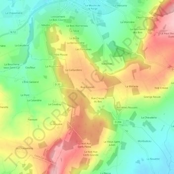 Rue Creuse topographic map, elevation, terrain