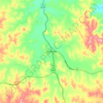 Goomeri topographic map, elevation, terrain