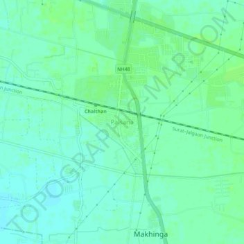 Palsana topographic map, elevation, terrain
