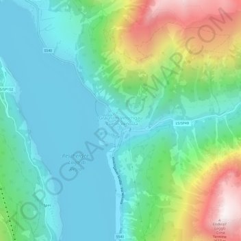 Graun im Vinschgau - Curon Venosta topographic map, elevation, terrain
