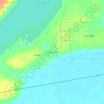 Sleeping Buffalo topographic map, elevation, terrain