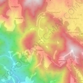 Sattal topographic map, elevation, terrain