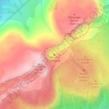 Mount Tarawera topographic map, elevation, terrain