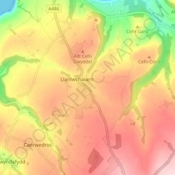 Cross Inn topographic map, elevation, terrain