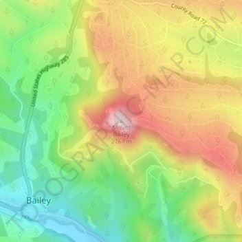 Mount Bailey topographic map, elevation, terrain