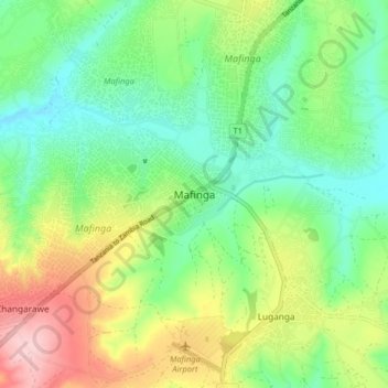 Mafinga topographic map, elevation, terrain