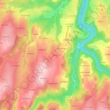 Le Clos topographic map, elevation, terrain