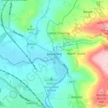 Swineford topographic map, elevation, terrain