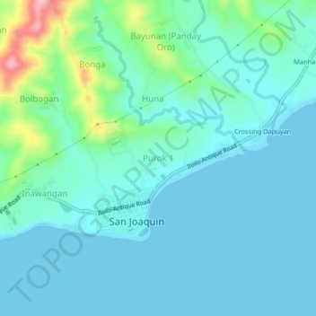 Purok 1 topographic map, elevation, terrain