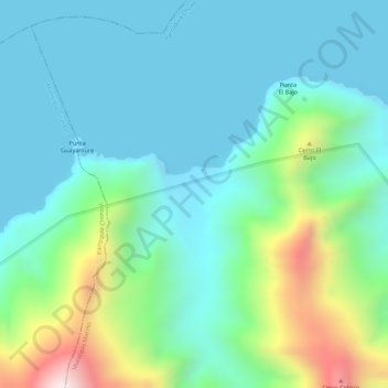 Playa Copey topographic map, elevation, terrain