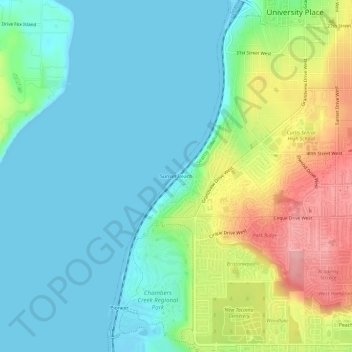 Sunset Beach topographic map, elevation, terrain