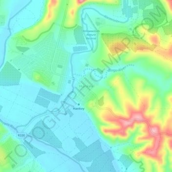 Hankey topographic map, elevation, terrain