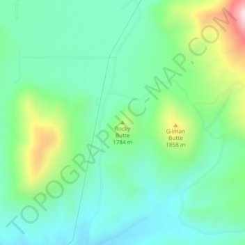 Rocky Butte topographic map, elevation, terrain