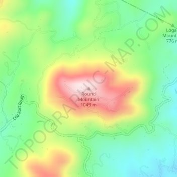 Round Mountain topographic map, elevation, terrain