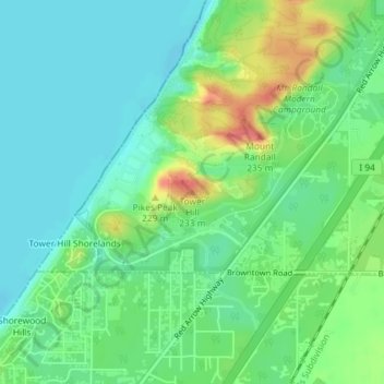 Tower Hill topographic map, elevation, terrain