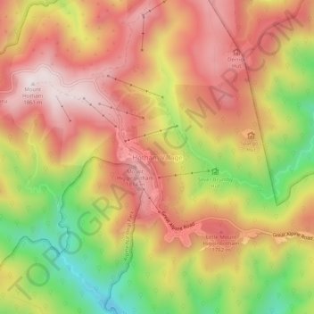 Hotham Village topographic map, elevation, terrain