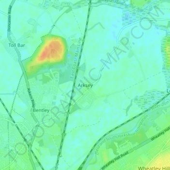 Arksey topographic map, elevation, terrain