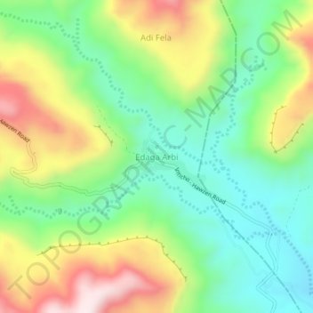 Edaga Arbi topographic map, elevation, terrain