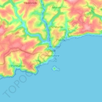 Looe topographic map, elevation, terrain