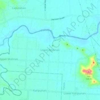 Lower Malinao topographic map, elevation, terrain