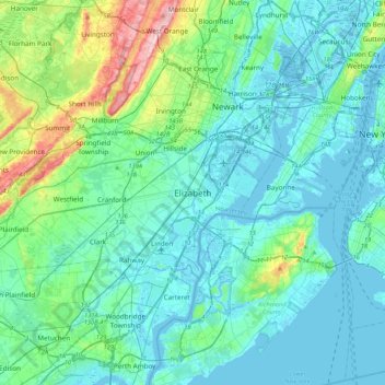 Elizabeth topographic map, elevation, terrain