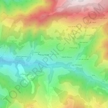 Manigod topographic map, elevation, terrain