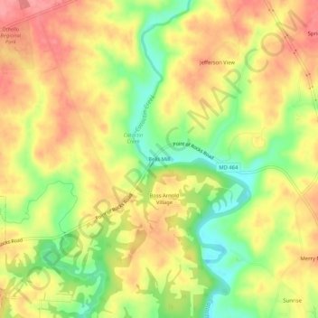Bells Mill topographic map, elevation, terrain