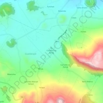 Caminho da Igreja topographic map, elevation, terrain