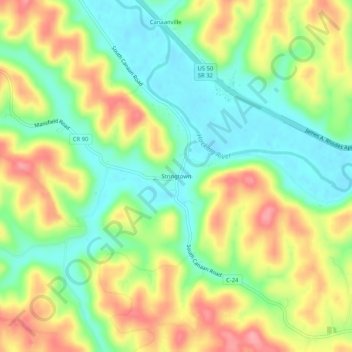 Stringtown topographic map, elevation, terrain