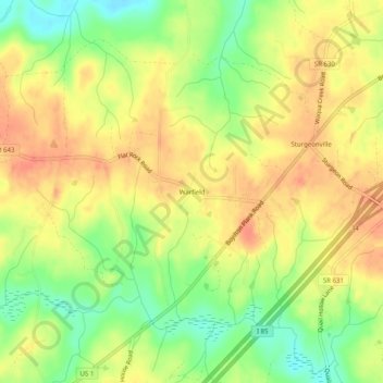 Warfield topographic map, elevation, terrain