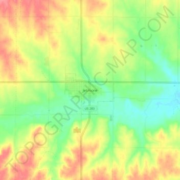 Jetmore topographic map, elevation, terrain