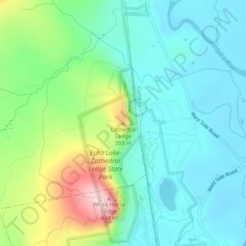 Cathedral Ledge topographic map, elevation, terrain