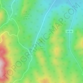 Conical Hill topographic map, elevation, terrain