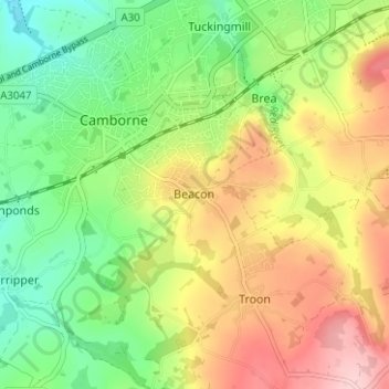 Beacon topographic map, elevation, terrain