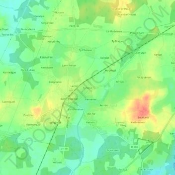 Ty Nevé topographic map, elevation, terrain