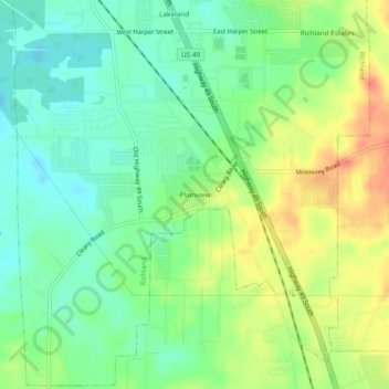 Plainview topographic map, elevation, terrain
