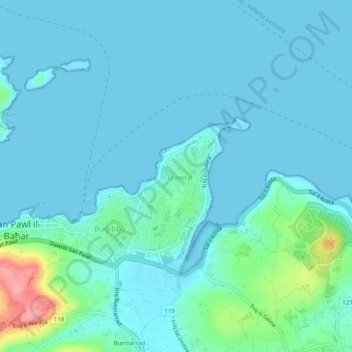 Qawra topographic map, elevation, terrain