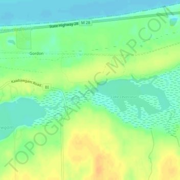 Gordon Dam topographic map, elevation, terrain