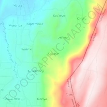Kabarak topographic map, elevation, terrain