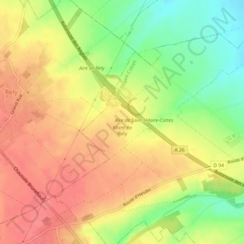 Mont de Rely topographic map, elevation, terrain