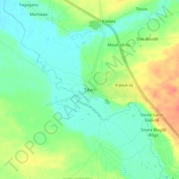 Tibiri topographic map, elevation, terrain