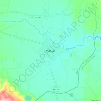 Monjas topographic map, elevation, terrain