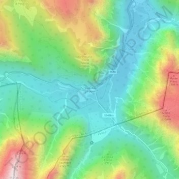 Schluderbach - Carbonin topographic map, elevation, terrain