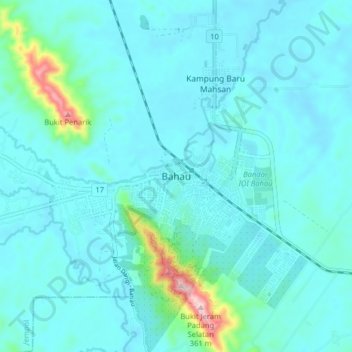 Bahau topographic map, elevation, terrain