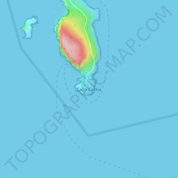 Capo Caccia topographic map, elevation, terrain