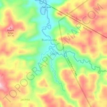 Tigbe topographic map, elevation, terrain