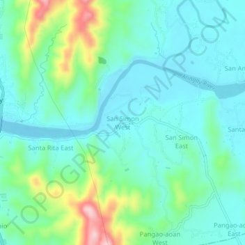 San Simon West topographic map, elevation, terrain