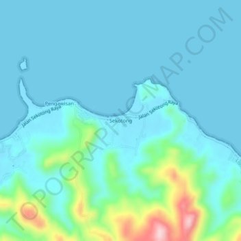 Sekotong topographic map, elevation, terrain
