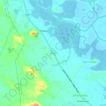 Rizal topographic map, elevation, terrain