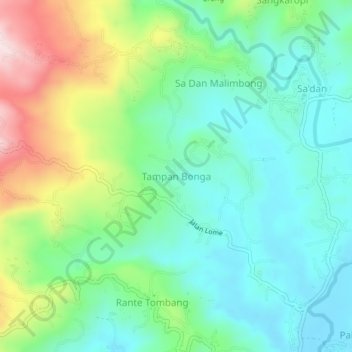 Tampan Bonga topographic map, elevation, terrain